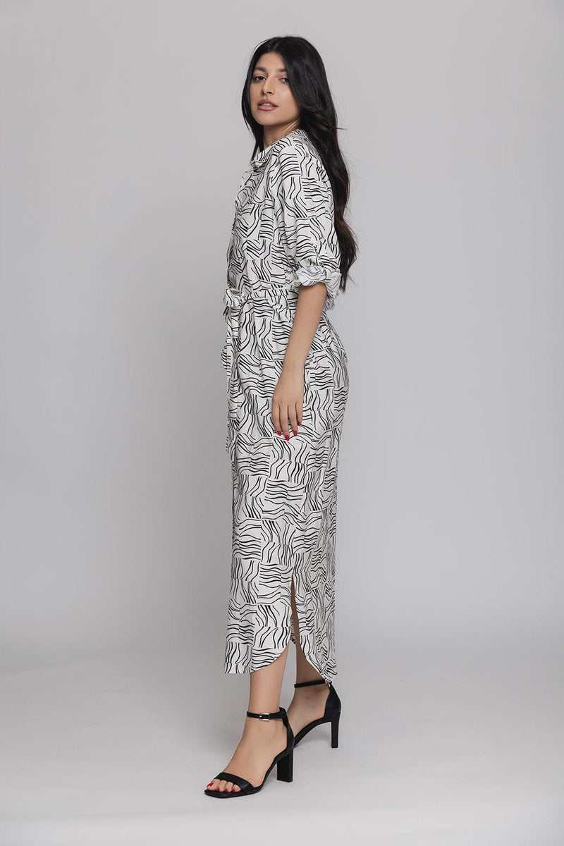 Vero Moda Betsy Midi Φόρεμα Σεμιζιέ Άσπρο/Μαύρο 10328044 ...