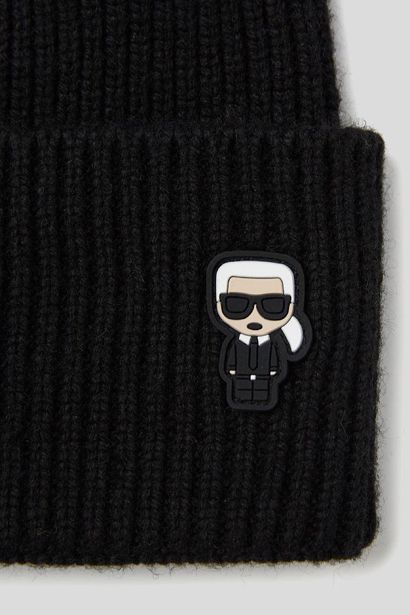 Karl Lagerfeld K/Ikonik Patch Πλεκτό Σκουφί Μαύρο 226W3410 ...